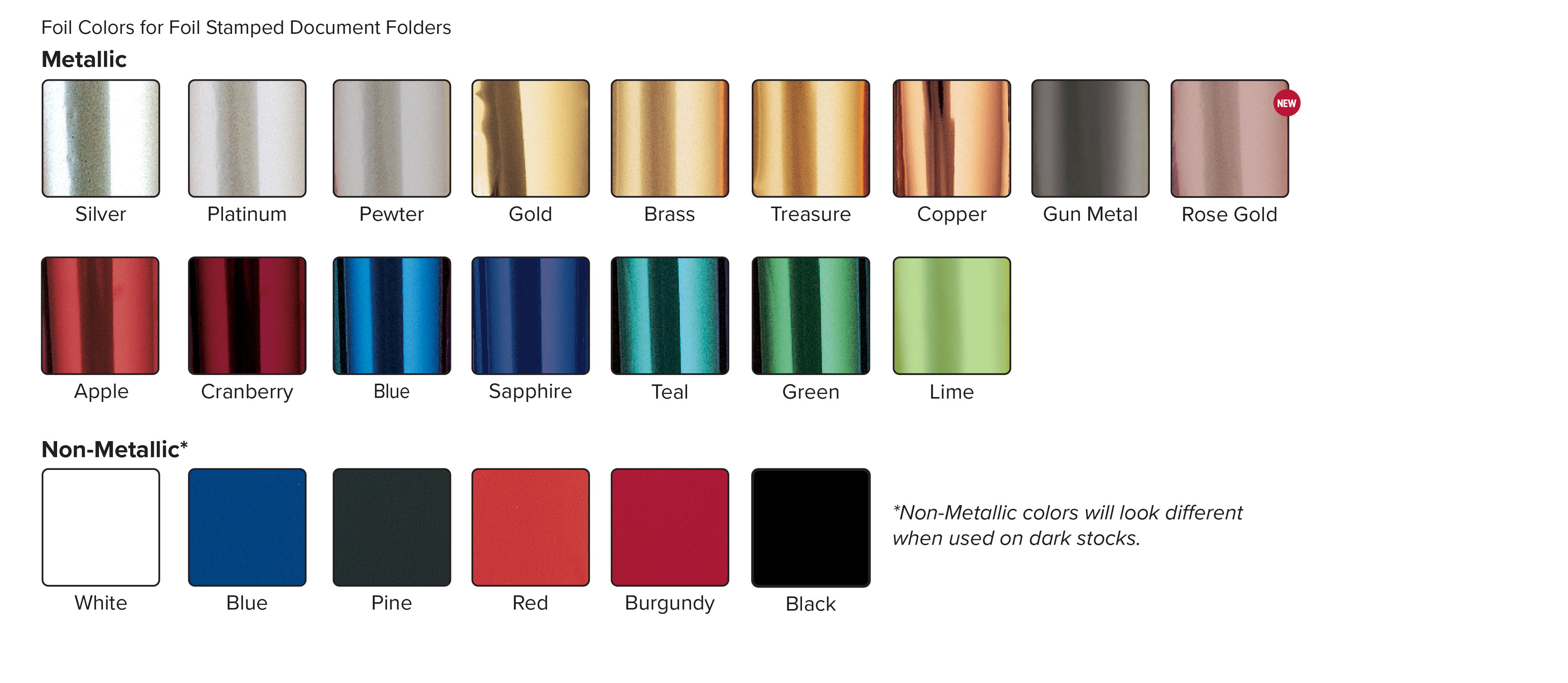 Document Folders Color Chart